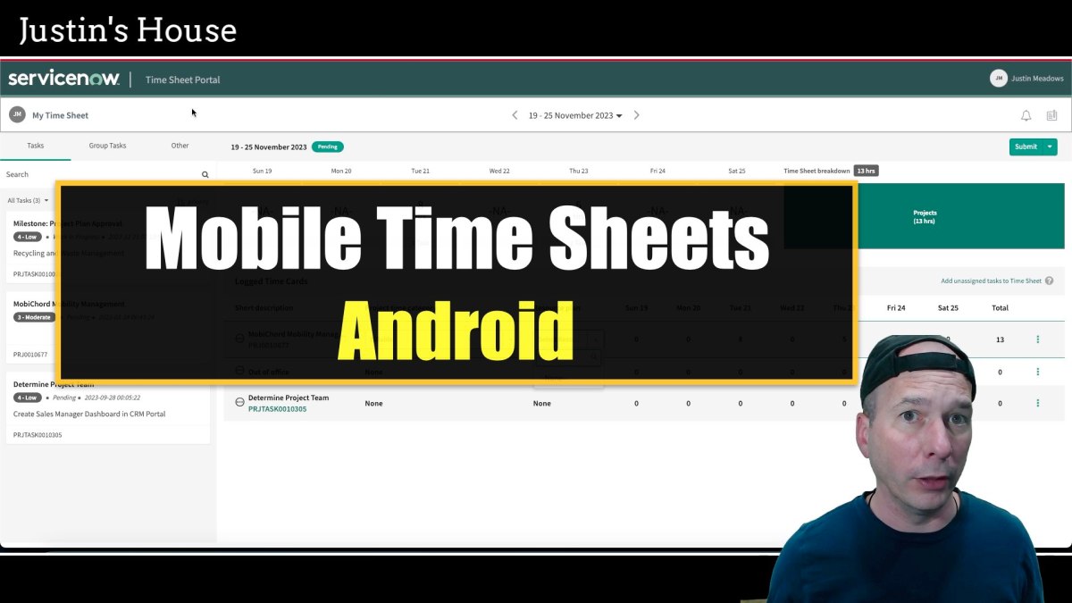 Mobile Time Sheets in Now Agent (Android) – Justin's House